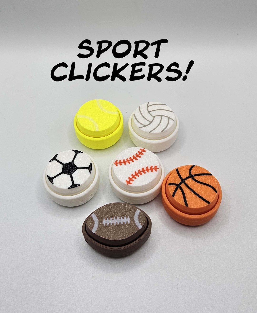3D Printed Sport Fidget Clickers! Basketball, Baseball, Soccer ...