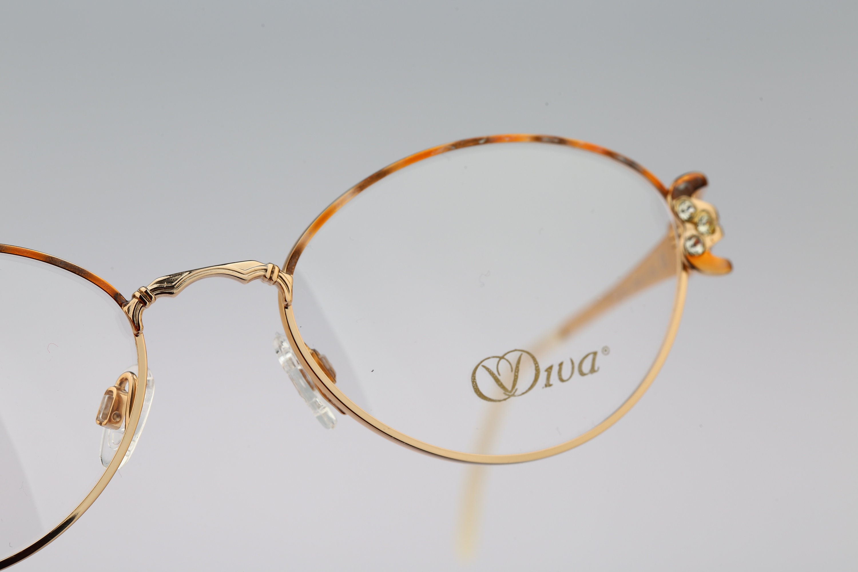 Diva 5040 6 Vintage 90s Victorian Tortoise & Gold Rhinestones Oval ...