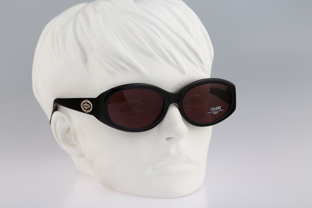 Charme 7223 700, Vintage 90s grandes gafas de sol ovaladas negras para ...