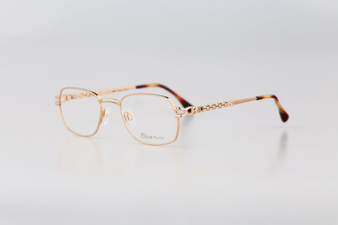 Diva Petit 9029 6, Vintage 90s Gold Victorian Small Square Eyeglasses ...