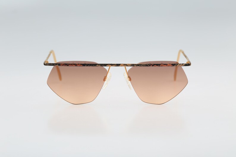 Roges Rodige, Vintage 80s Tinted Lenses Semi Rimless Top Bar Hexagon ...