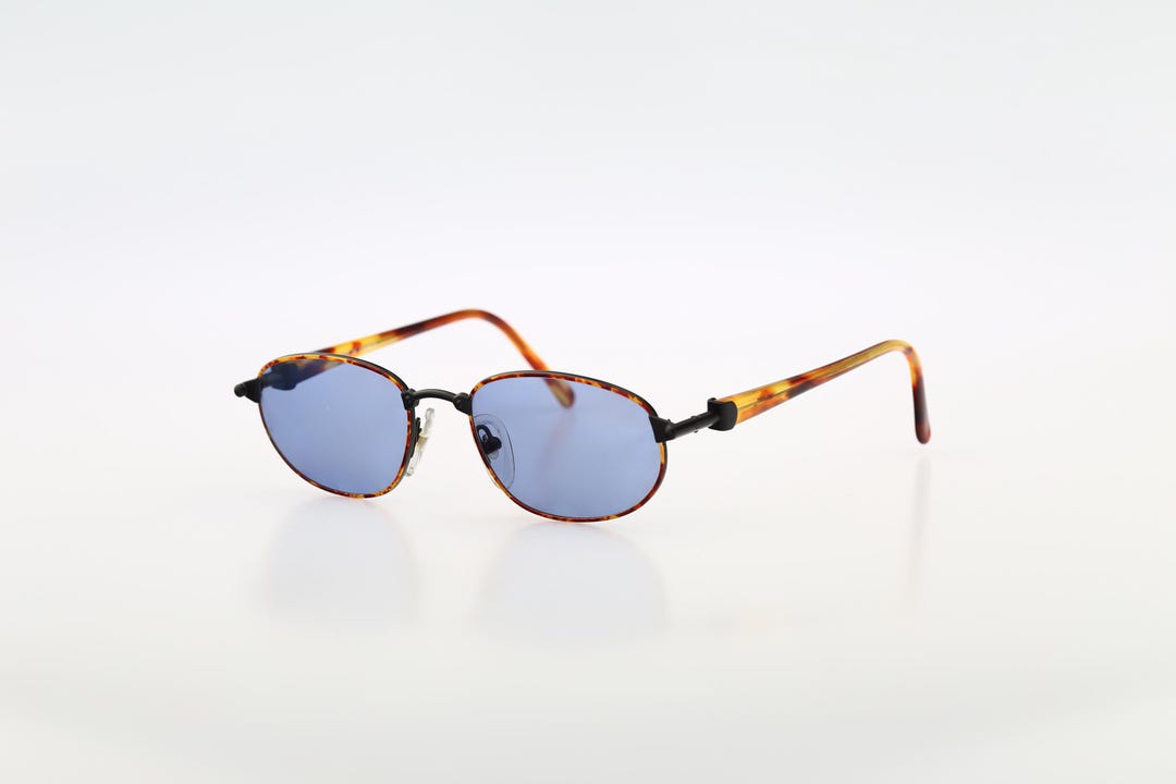 Jacomo 219 21, Vintage 90s Tinted Blue Lenses Tortoise and Black Small ...