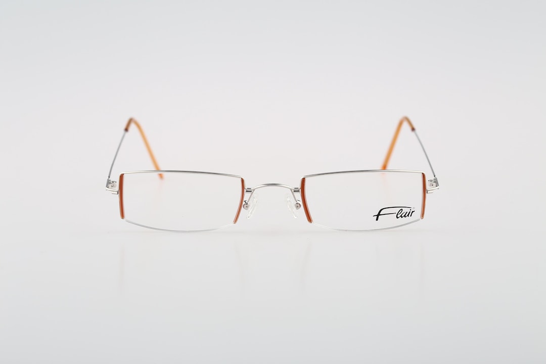 Flair, Vintage 90s Orange and Silver Rimless Hexagon Eyeglasses Frames Womens NOS - Etsy