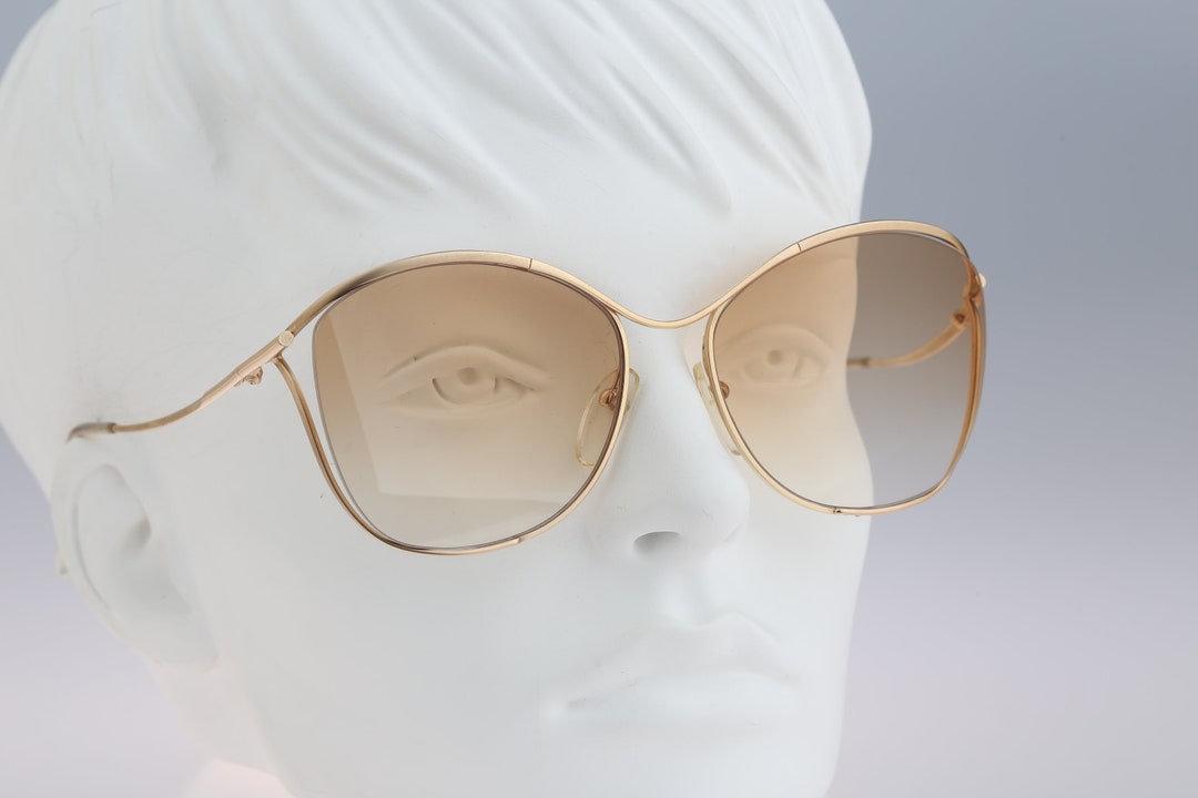 Essilor 327, Vintage 80s Tinted Brown Lenses Gold Oversized Butterfly ...