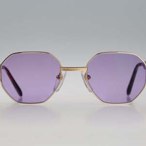 Zina Z 703 01, Vintage 90s Tinted Purple Lenses Unique Gold Hexagon ...