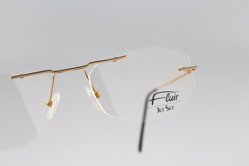 Flair Jet Set 641 Vintage 90s Gold Rimless Rectangle Hexagon - Etsy
