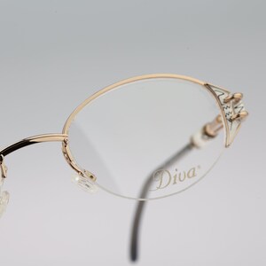 Diva 5143 VS 19 D, Vintage 90s Half Rim Pearl White & Gold Rhinestones ...