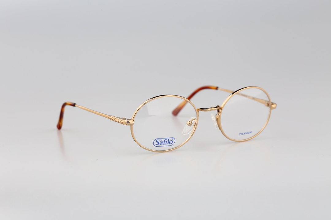 Safilo Titanium 117 012, Vintage 90s Gold Small Round Eyeglasses Frames ...