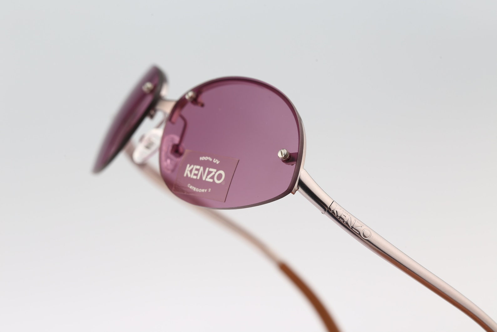 Kenzo 1669, Vintage 2000s Tinted Purple Lenses Unique Semi Rimless Wrap ...