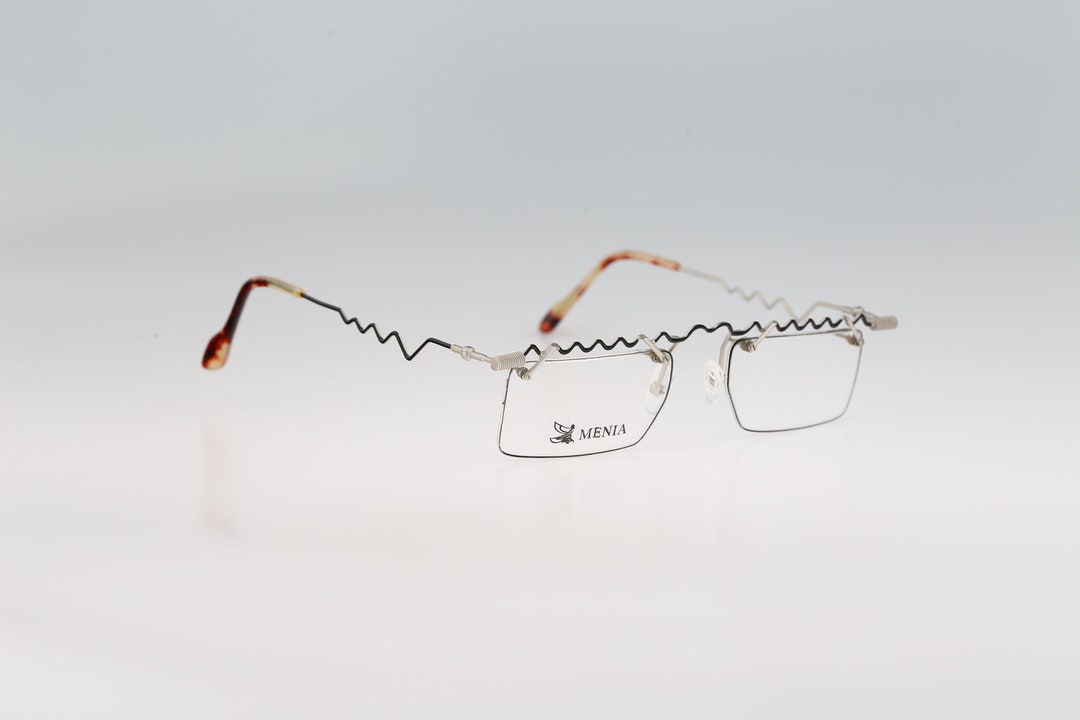 Menia 575 28, Vintage 90s Unique Crazy Rectangle Eyeglasses Frames Mens ...