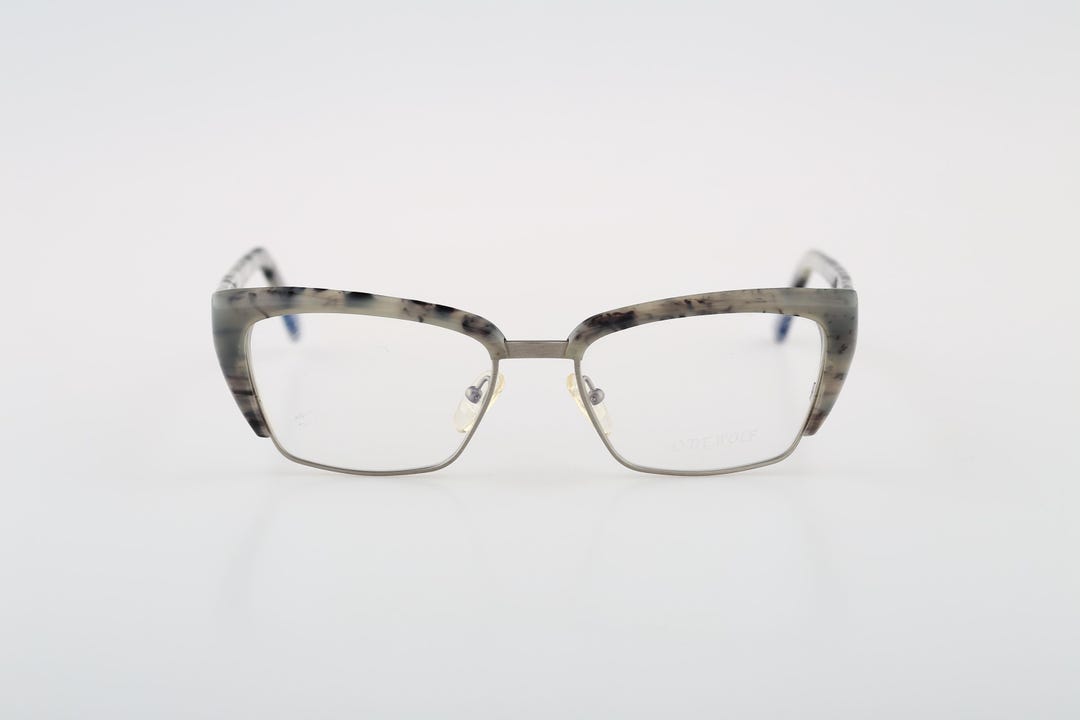 Andy Wolf 5027 Col.c, 2000s Silver and Gray Tortoise Cat Eye Glasses ...