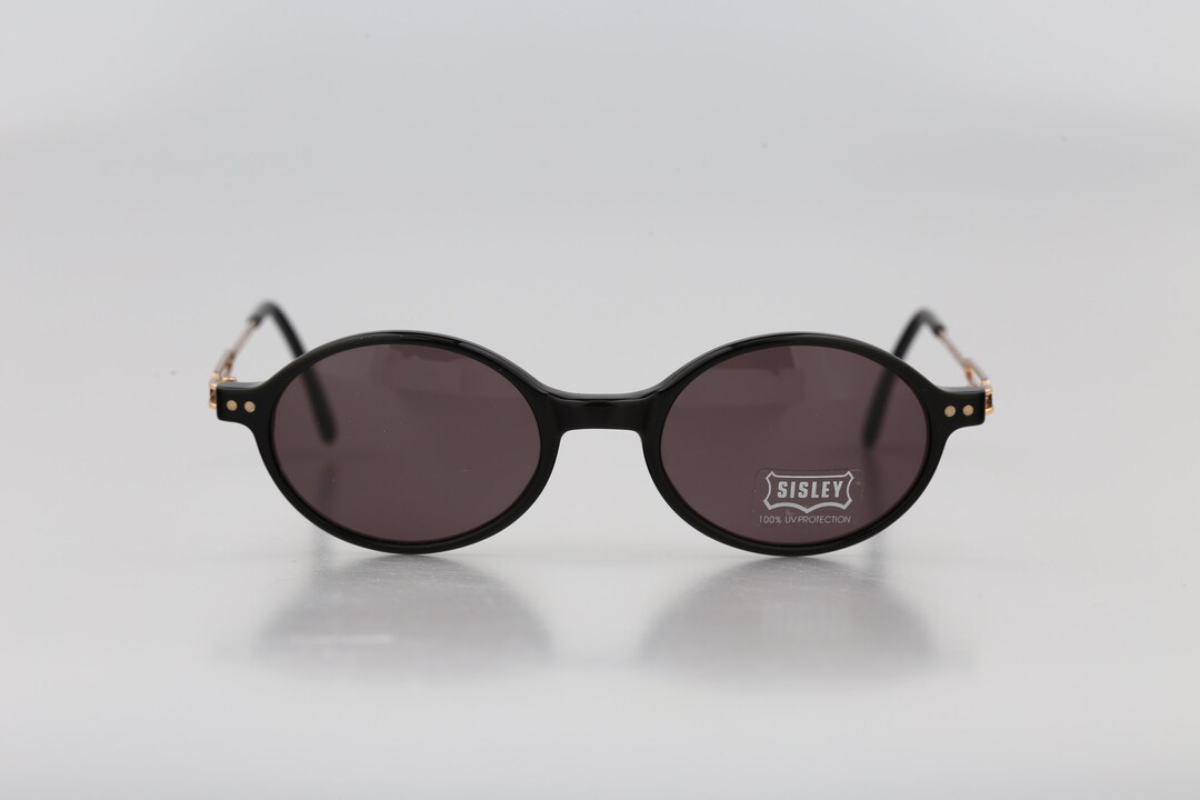 Sisley SLY 302 500, Vintage 90s Unique Black and Gold Small Oval ...