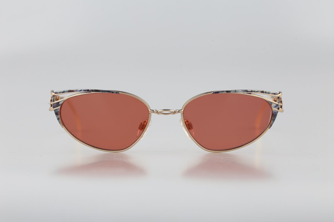Diva 5062 70, Vintage 90s Tinted Pink Lenses Unique Blue & Gold Unique ...