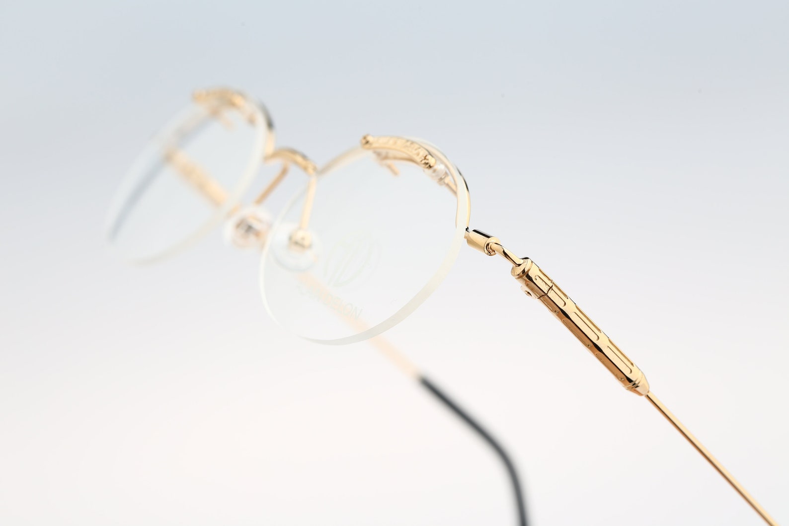 Alain Delon 3575, Vintage 90s Unique Designer Gold Semi Rimless Small ...
