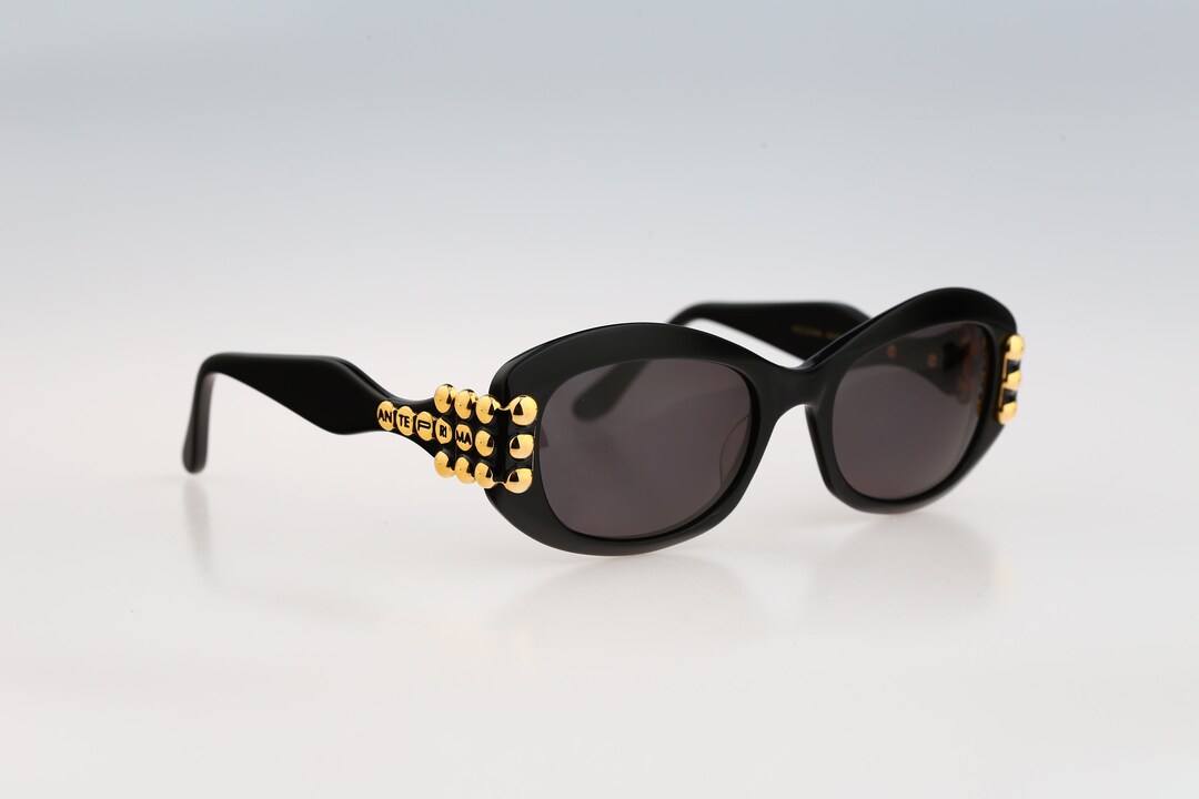 Anteprima Sonia, Vintage 90s Unique Black Steampunk Square Sunglasses ...
