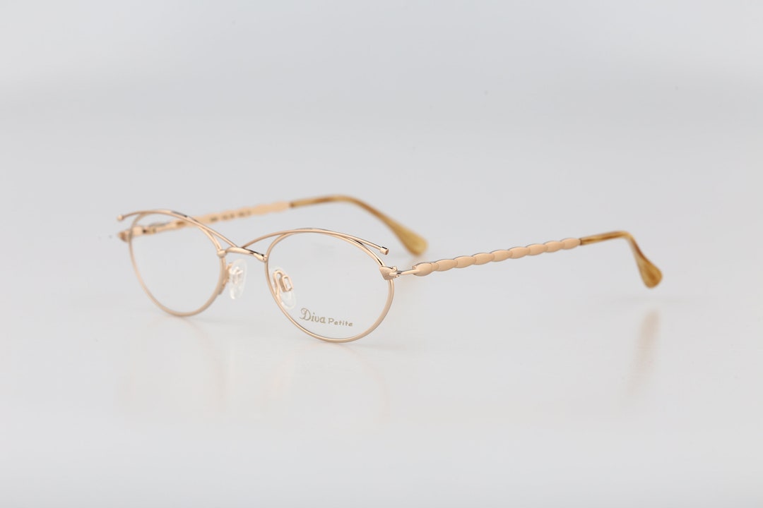 Diva 9032 74, Vintage 90s Gold Unique Small Oval Eyeglasses Frames ...