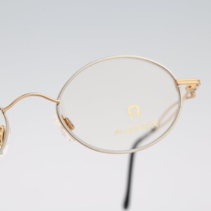 Aigner EA 447 74, Vintage 90s Gold and Silver Small Oval Eyeglasses ...