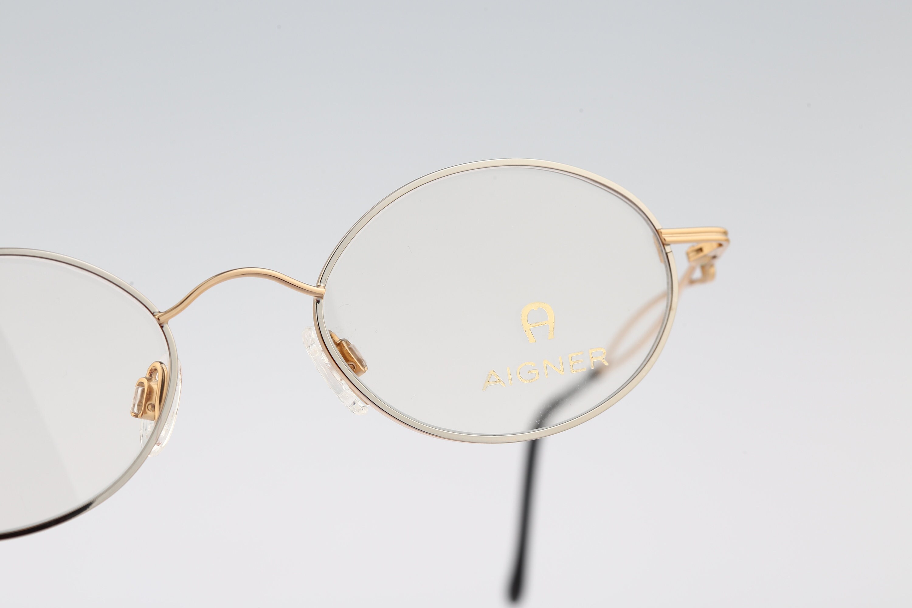 Aigner EA 447 74, Vintage 90s Gold and Silver Small Oval Eyeglasses ...