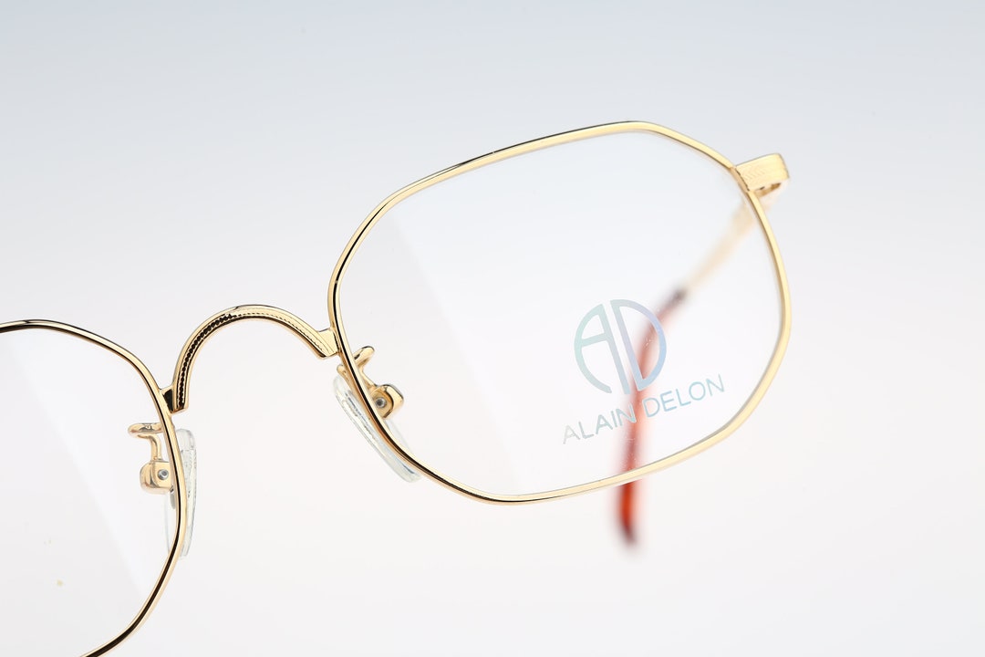 Alain Delon 3306, Vintage 90s Designer Gold Small Hexagon Glasses ...
