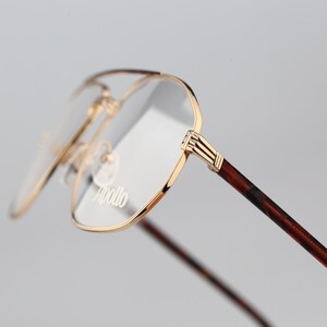 Apollo Optik 12961, Vintage 80s Gold Hexagon Aviator Glasses Frames ...