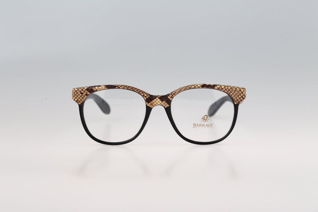 Barrage 1 1110, Vintage 90s Black and Snake Skin Browline Square ...