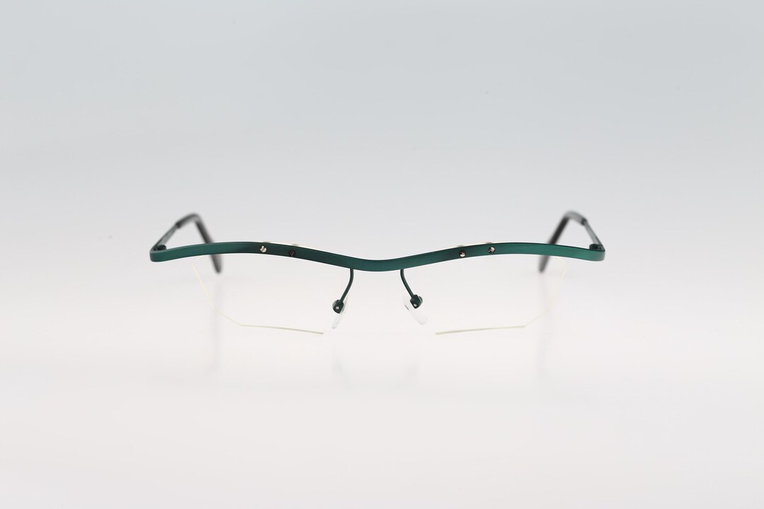 Locco 202 6, Vintage 90s Green Top Bar Semi Rimless Hexagon Glasses ...