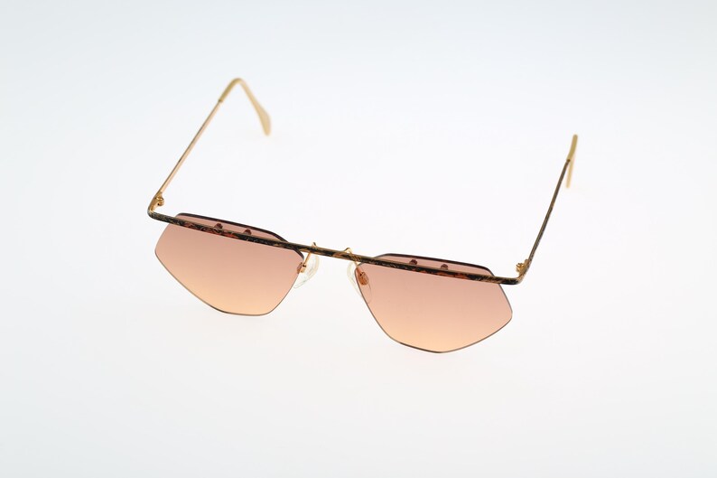 Roges Rodige, Vintage 80s Tinted Lenses Semi Rimless Top Bar Hexagon ...