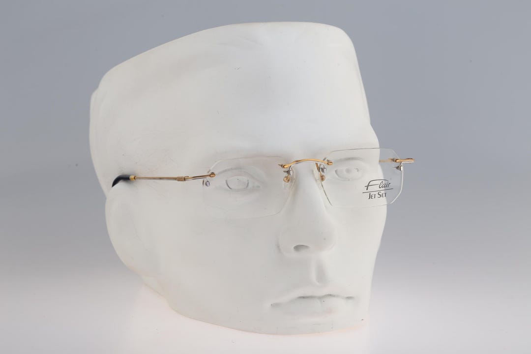 Flair Jet Set, Vintage 90s Gold and Silver Rimless Hexagon Eyeglasses ...