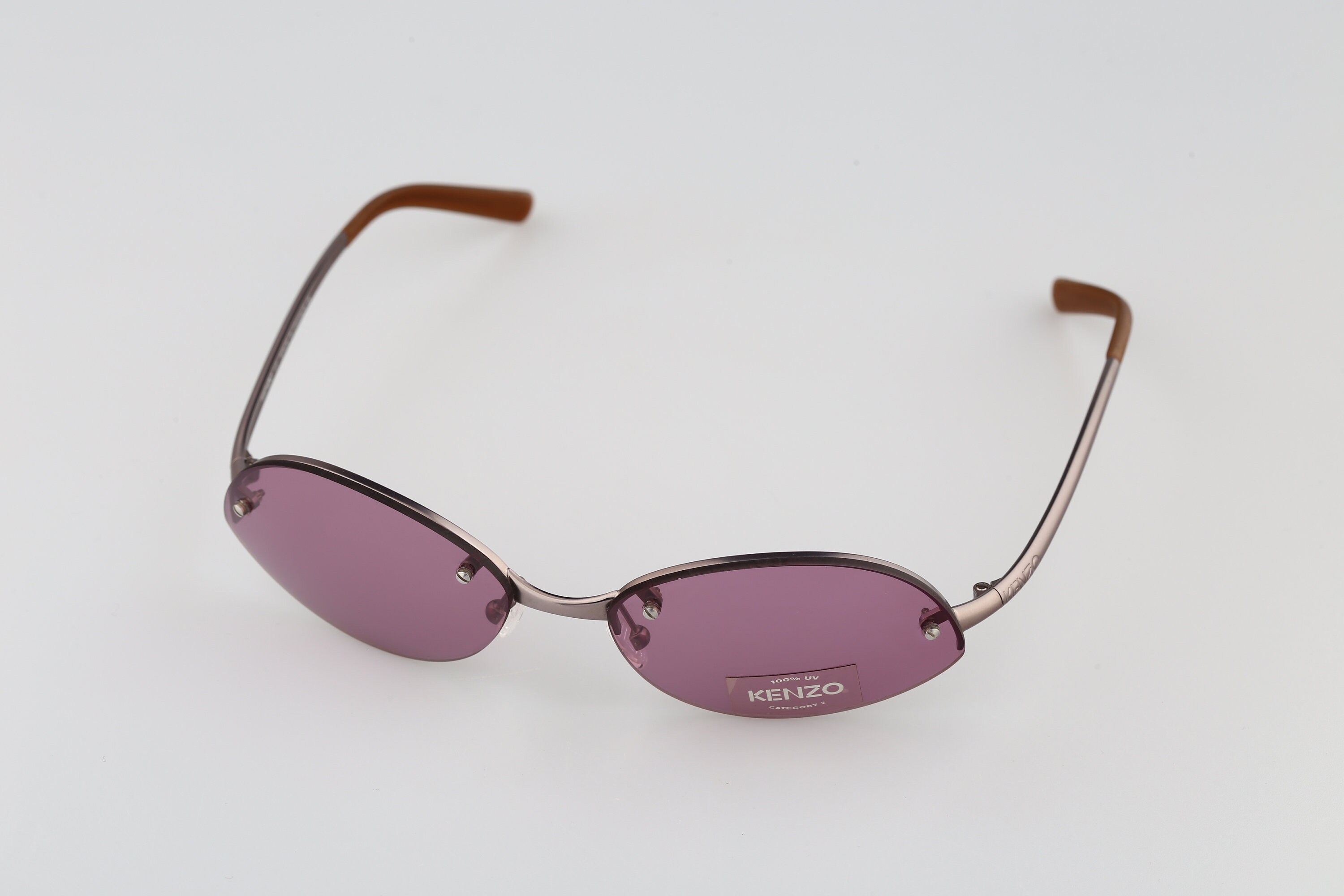 Kenzo 1669, Vintage 2000s Tinted Purple Lenses Unique Semi Rimless Wrap ...