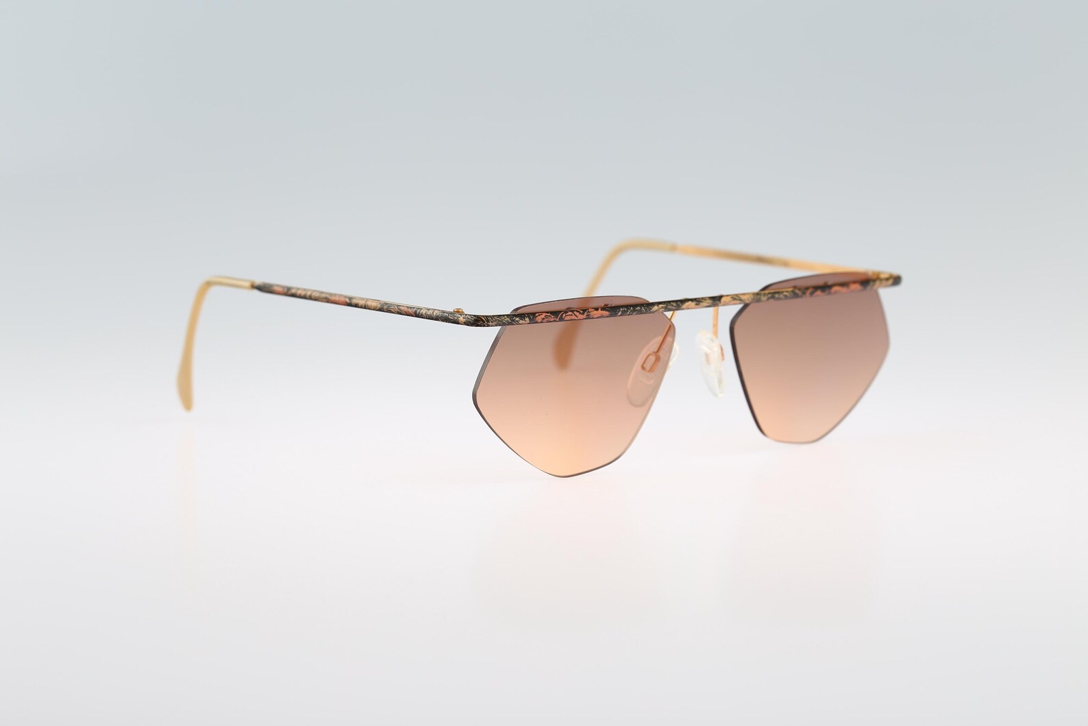 Roges Rodige, Vintage 80s Tinted Lenses Semi Rimless Top Bar Hexagon ...