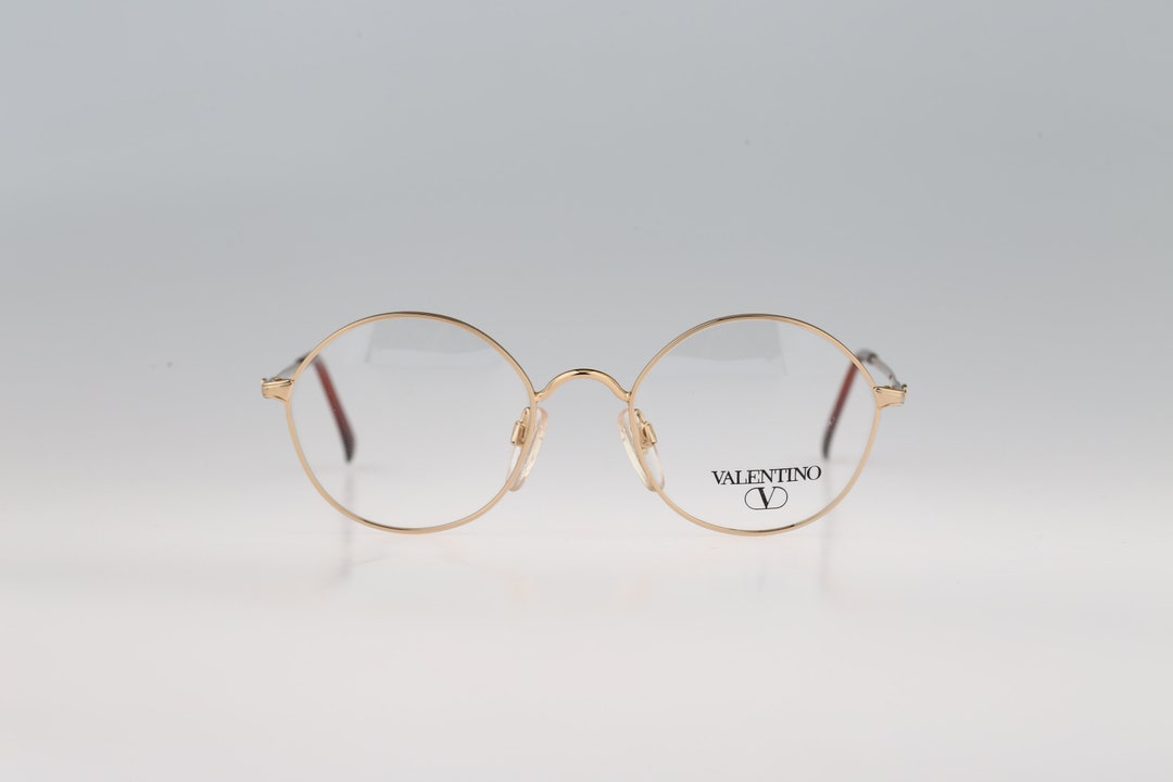 Valentino V411 903, Vintage 90s Gold Round Circle Eyeglasses Frames ...