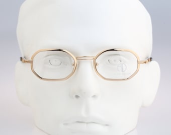 Alain Delon 3575, Vintage 90s Unique Designer Gold Semi Rimless Small ...