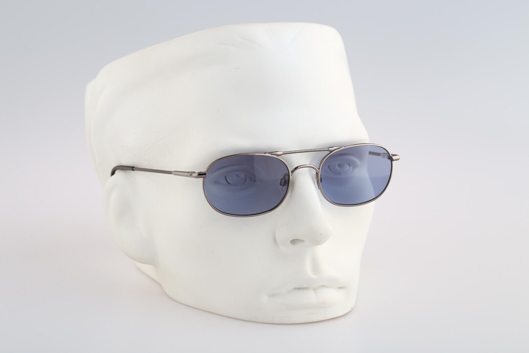 Web 2010 050L, Vintage 90s Tinted Blue Lenses Silver Small Rectangle ...