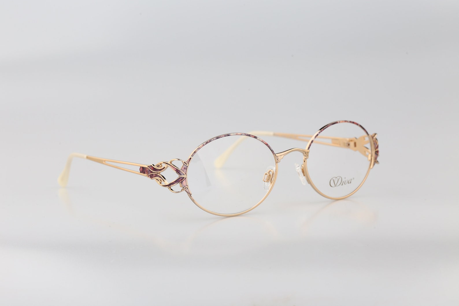 Diva 5047 24, Vintage 90s Victorian Colorful & Gold Round Eyeglasses ...