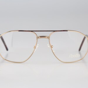 Apollo Optik 12961, Vintage 80s Gold Hexagon Aviator Glasses Frames ...