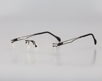 Flair Jet Set 641, Vintage 90s Gold Rimless Rectangle Hexagon Eyeglasses Frames Mens & Womens ...