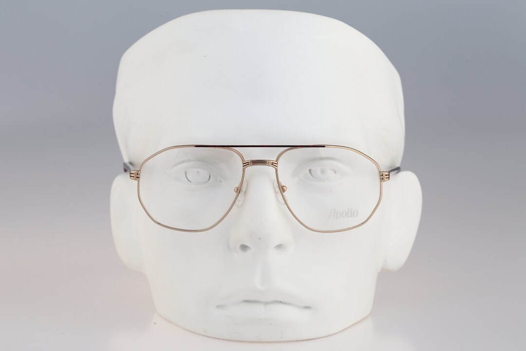 Apollo Optik 12961, Vintage 80s Gold Hexagon Aviator Glasses Frames ...