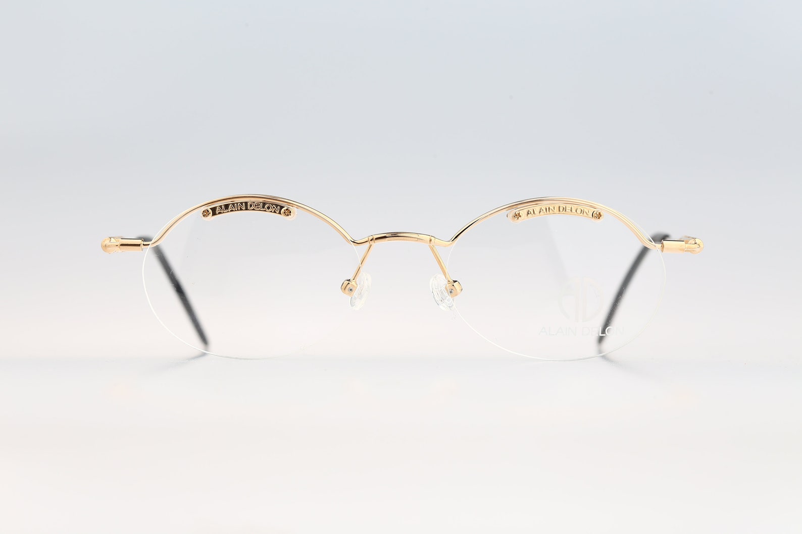 Alain Delon 3575, Vintage 90s Unique Designer Gold Semi Rimless Small ...