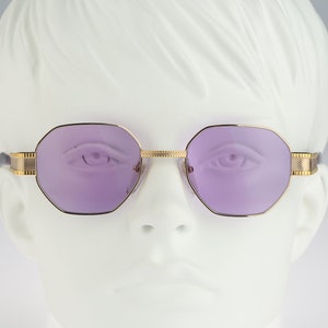 Zina Z 703 01, Vintage 90s Tinted Purple Lenses Unique Gold Hexagon ...