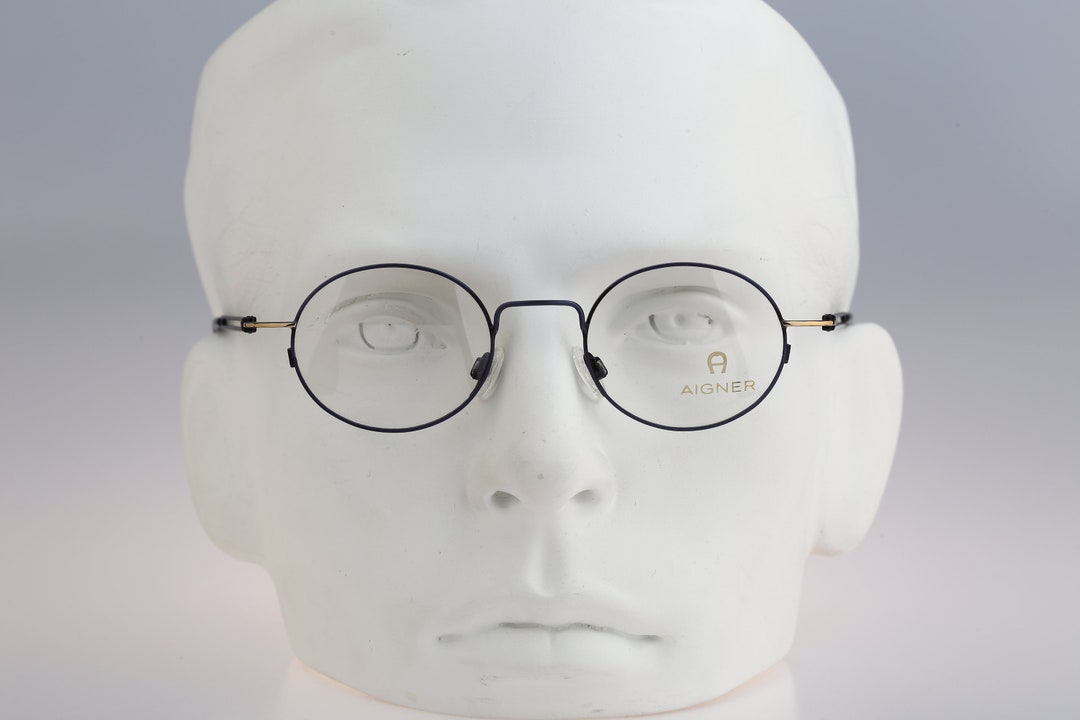 Aigner EA 406 54, Vintage 90s Gray Small Circle Round Eyeglasses Frames ...