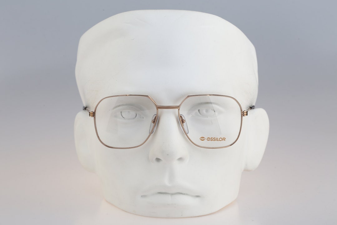 Essilor 307, Vintage 80s Gold Square Eyeglasses Frames Mens & Womens ...
