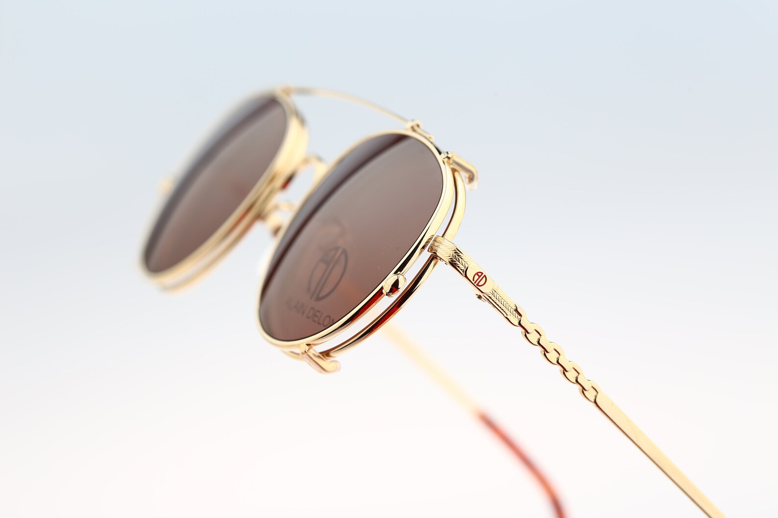 Alain Delon 3305, Vintage 90s Gold Round Panto Eyeglasses & Clip on ...