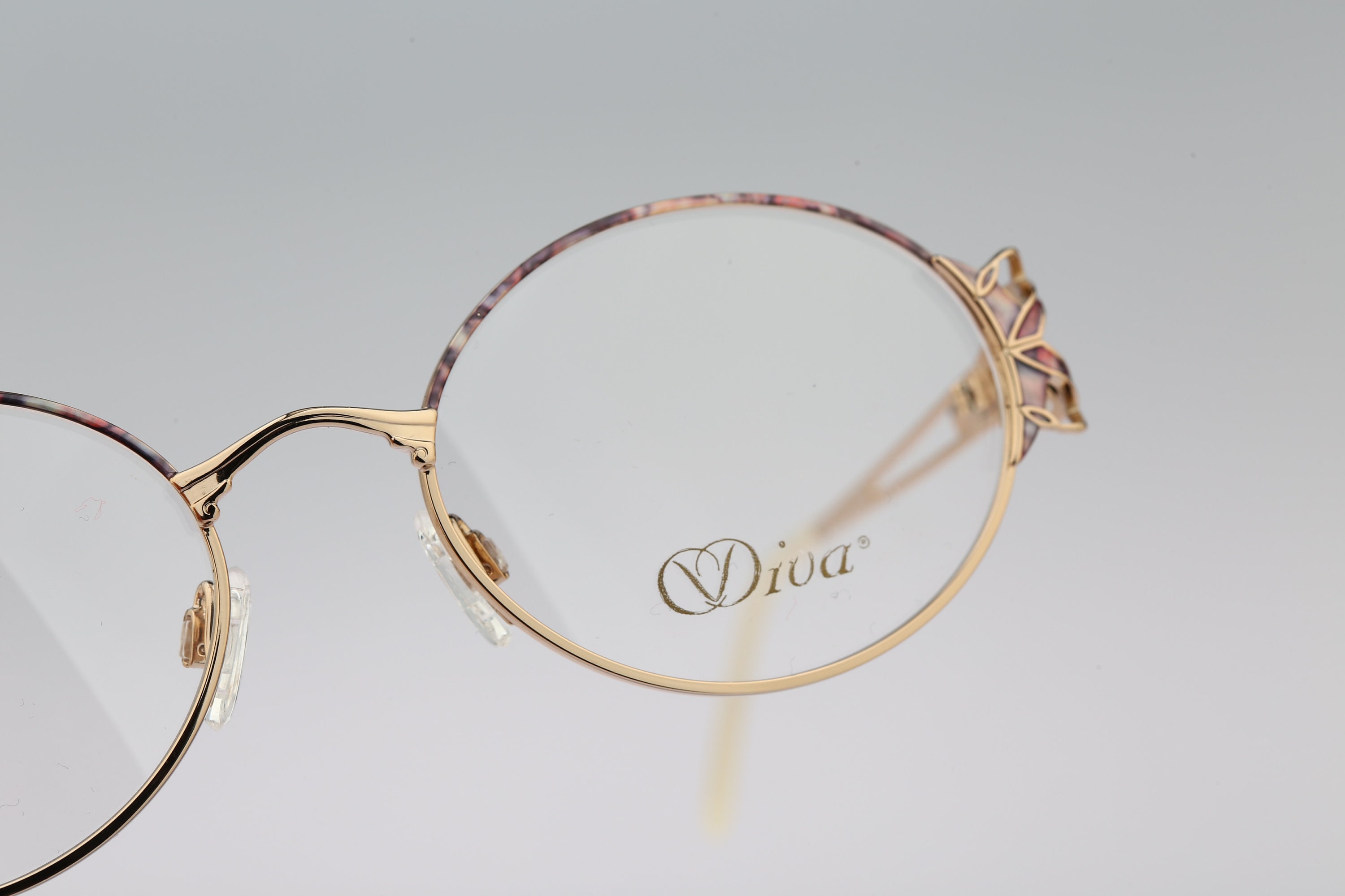 Diva 5047 24, Vintage 90s Victorian Colorful & Gold Round Eyeglasses ...