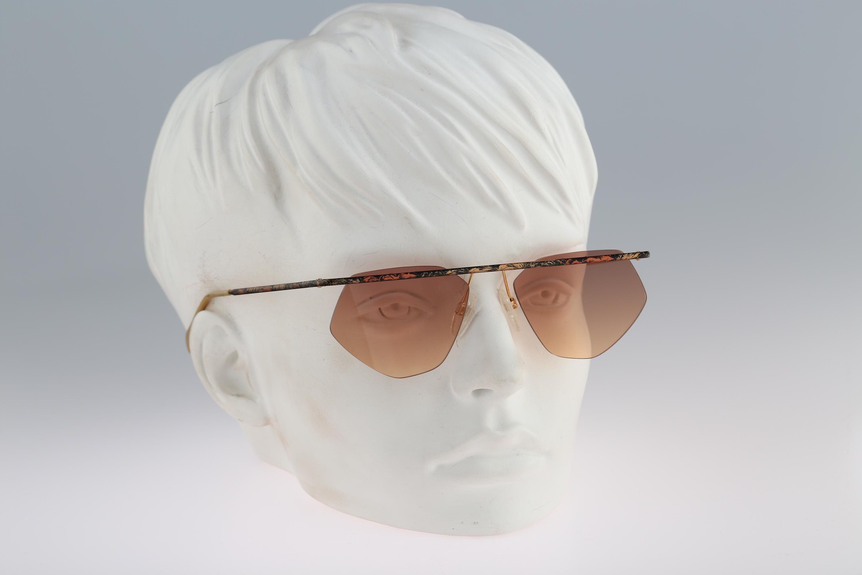Roges Rodige, Vintage 80s Tinted Lenses Semi Rimless Top Bar Hexagon ...