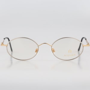 Aigner EA 447 74, Vintage 90s Gold and Silver Small Oval Eyeglasses ...
