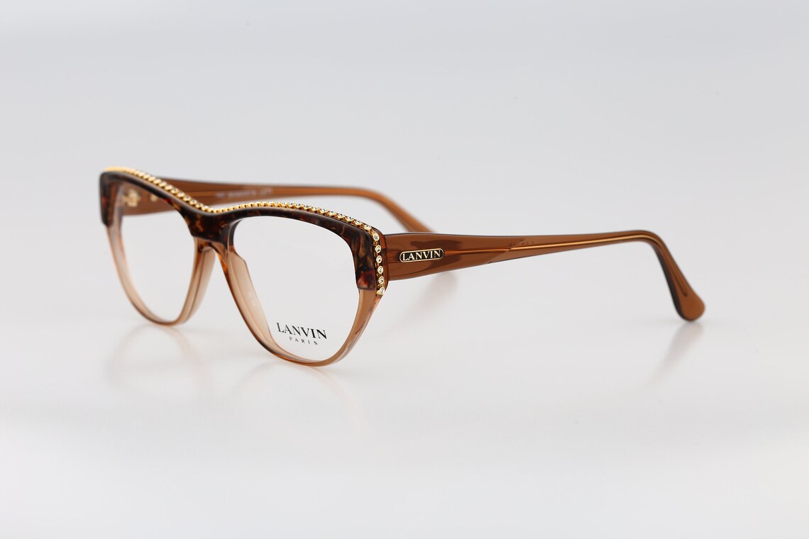Lanvin Samanta L071, Vintage 90s Unique Bicolor Frame Rhinestones Cat ...