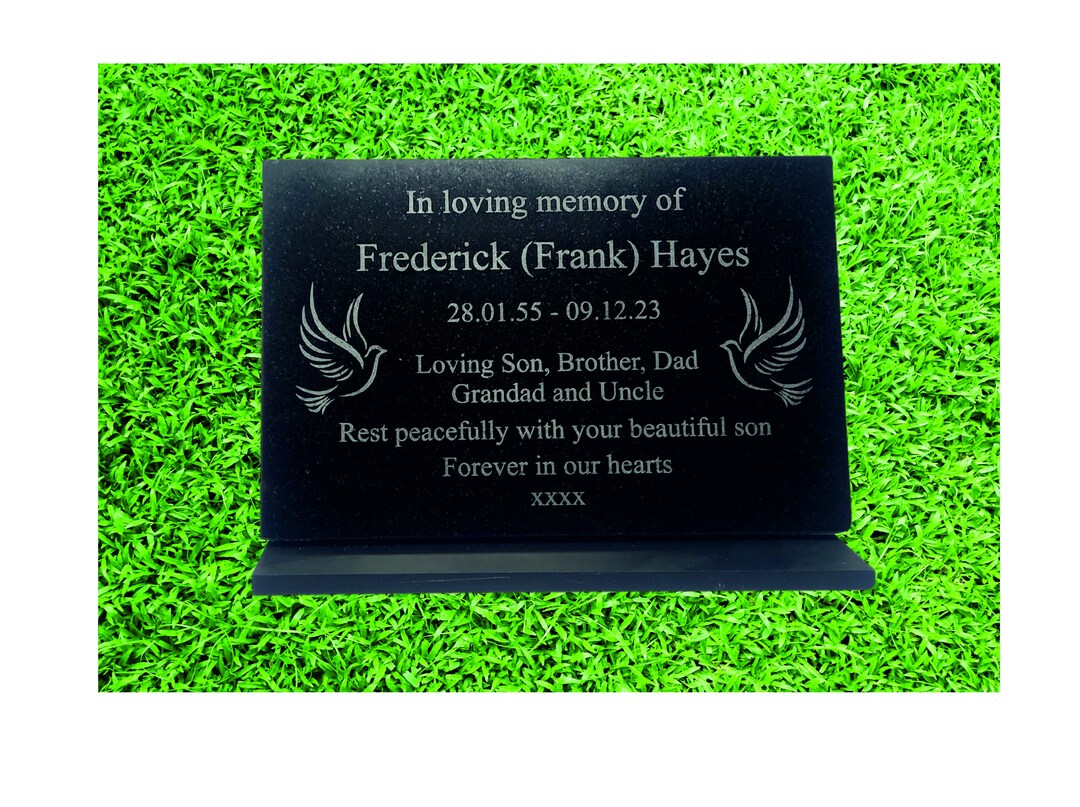 Granite Memorial Plaque With Dove Design Personalised Freestanding ...