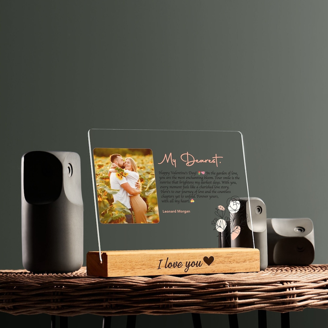 Love Letter Photo Acrylic Plaque, Couples Name Quote Note Picture Frame ...