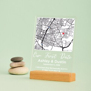 First Date Love Street Map Acrylic Plaque, Coordinates Where We Met ...
