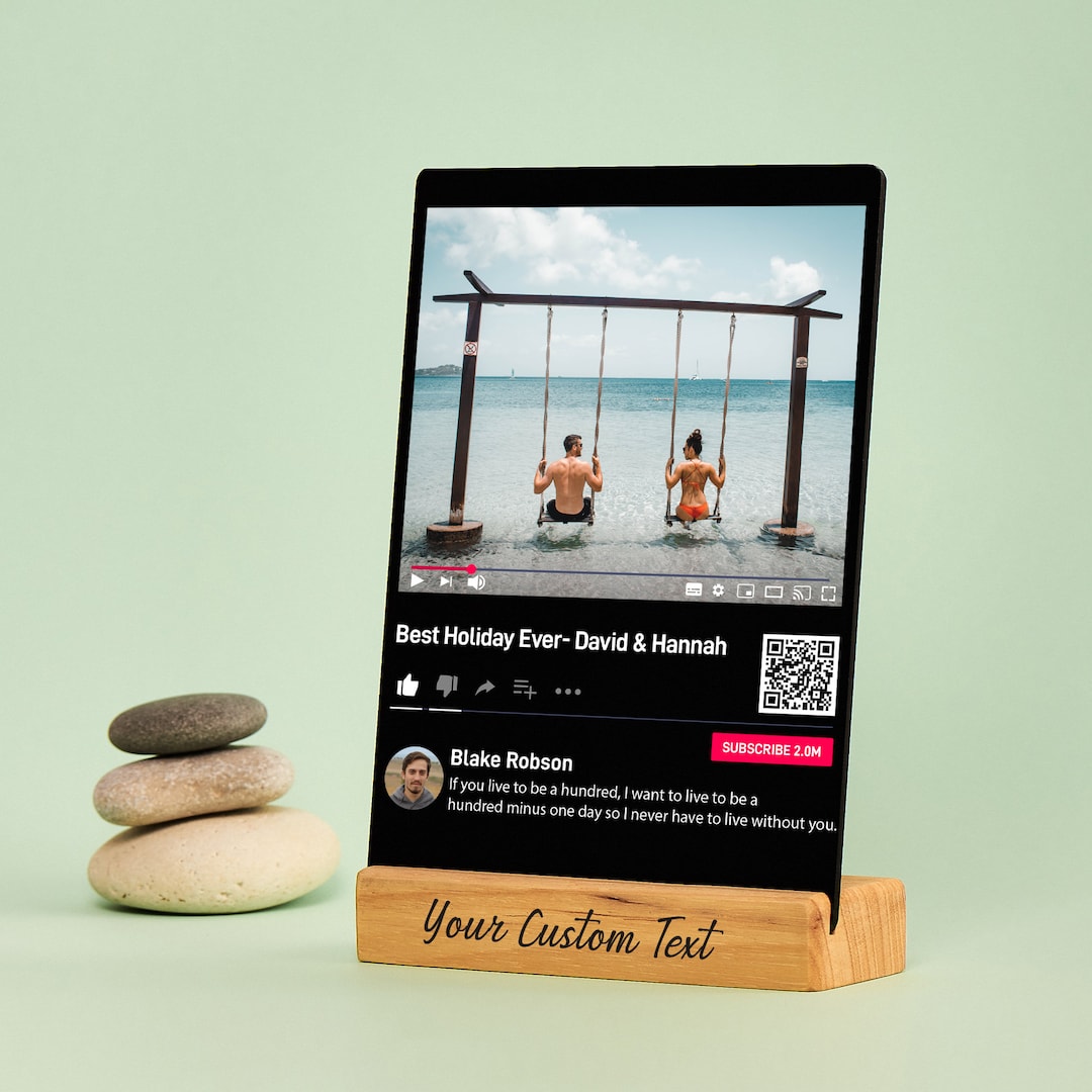Acrylic Song QR Code Plaque for Anniversary, Picture With Youtube Apple ...
